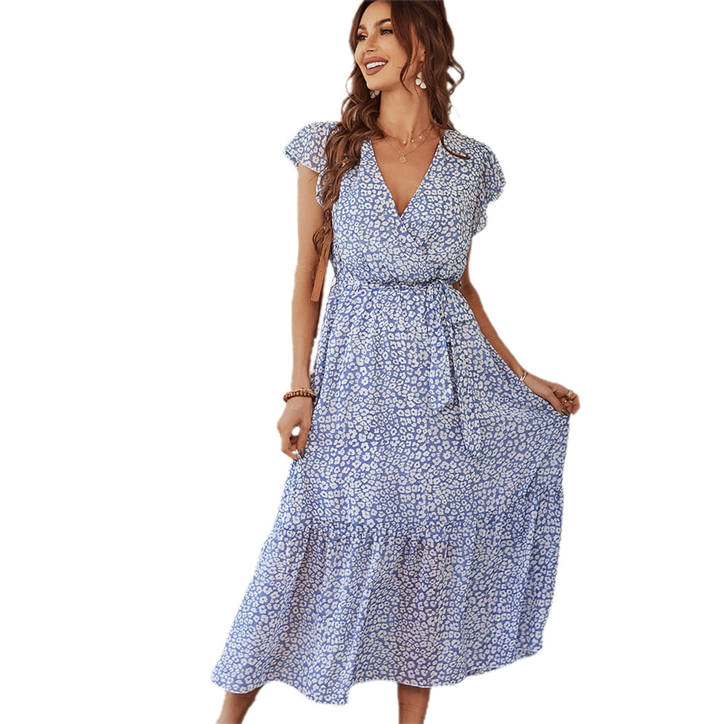 Click here for Nobrand Floral Summer Dress Long: Elegant V-Neck C... prices