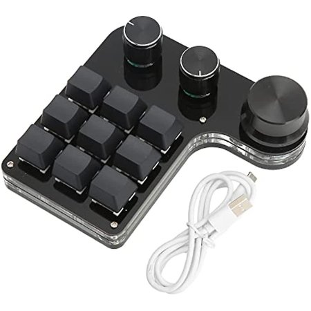 9 Key Mini Gaming Keypad 3 Knobs Rgb Backlit Blue Switch Programmable ...