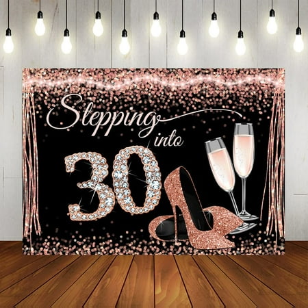 CHIKEN Happy 30th Birthday Party Glitter Pink Rose Gold High Heels ...
