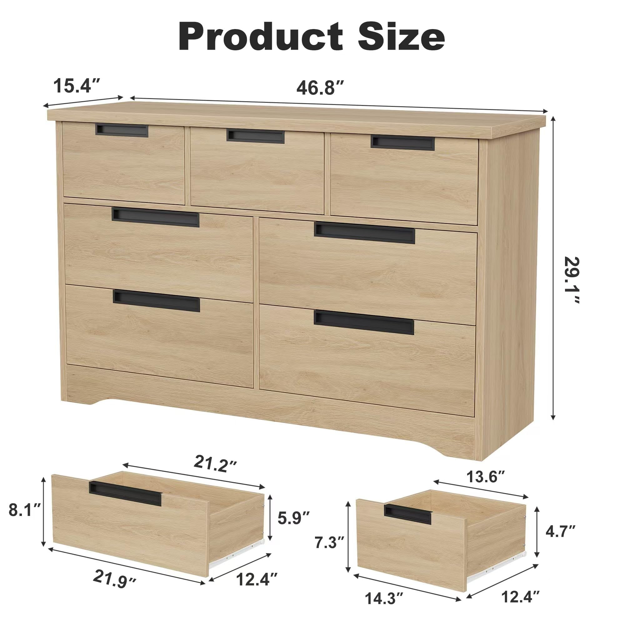 Click here for Edtara 7 Drawer Dresser For Bedroom  Natural Moder... prices