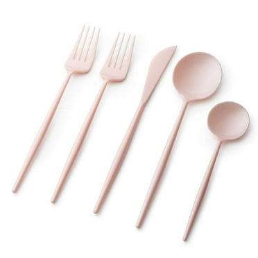 VeZee Disposable Plastic Noble Collection Pearl Pink Flatware: For ...