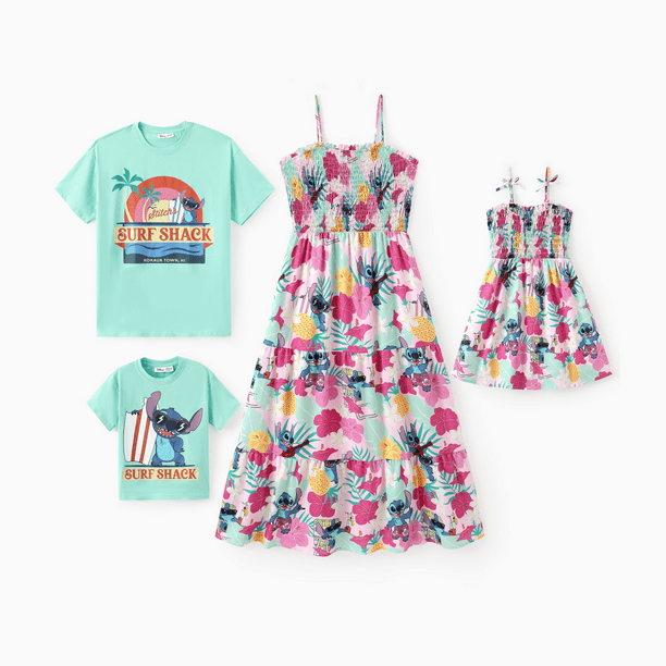 Disney Stitch Family Matching Summer Vacation Floral Plant Print Tee ...