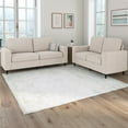 DHP Cooper Wood Sofa, 3-Seater, Living Room Furniture, Beige Linen ...