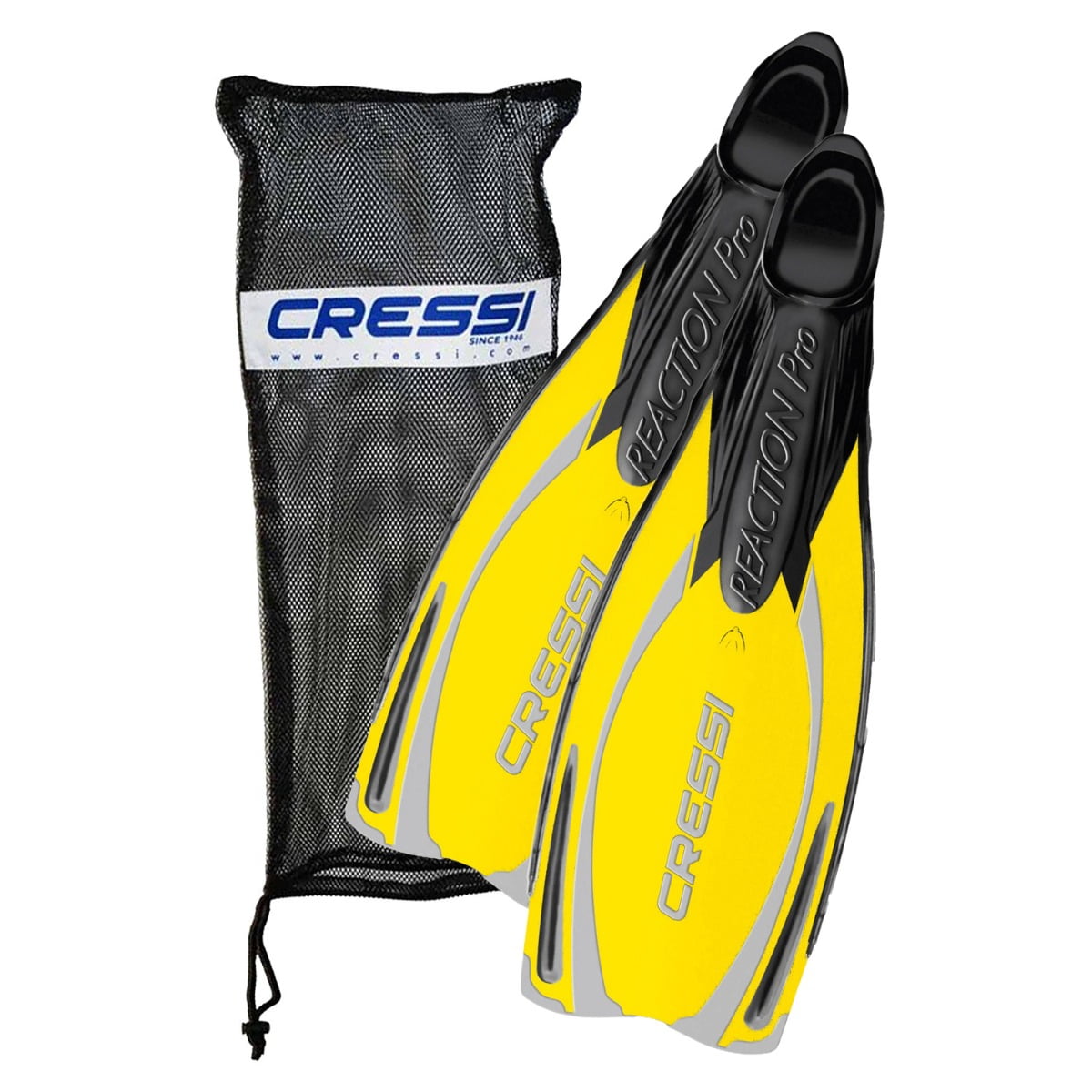Cressi Reaction Pro Fins w/ Bag - Yellow W/ Bag - US 3/4 | UK 36/37 ...