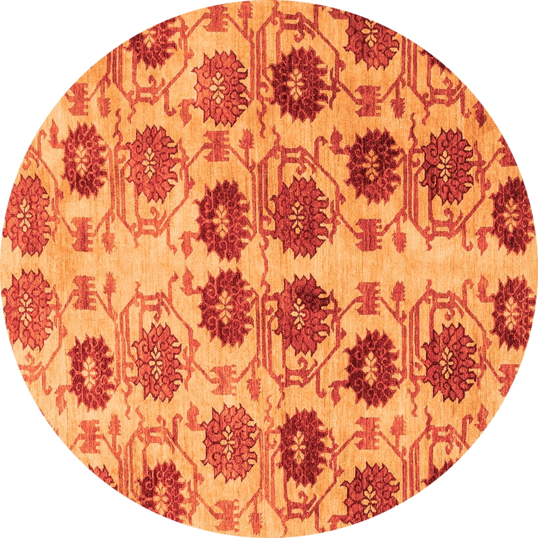 Ahgly Company Indoor Round Abstract Orange Modern Area Rugs, 8' Round ...