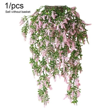 Artificial Lavender Garland Simulation Floral Vine Home Office Plastic Fake Flower Rattan ...