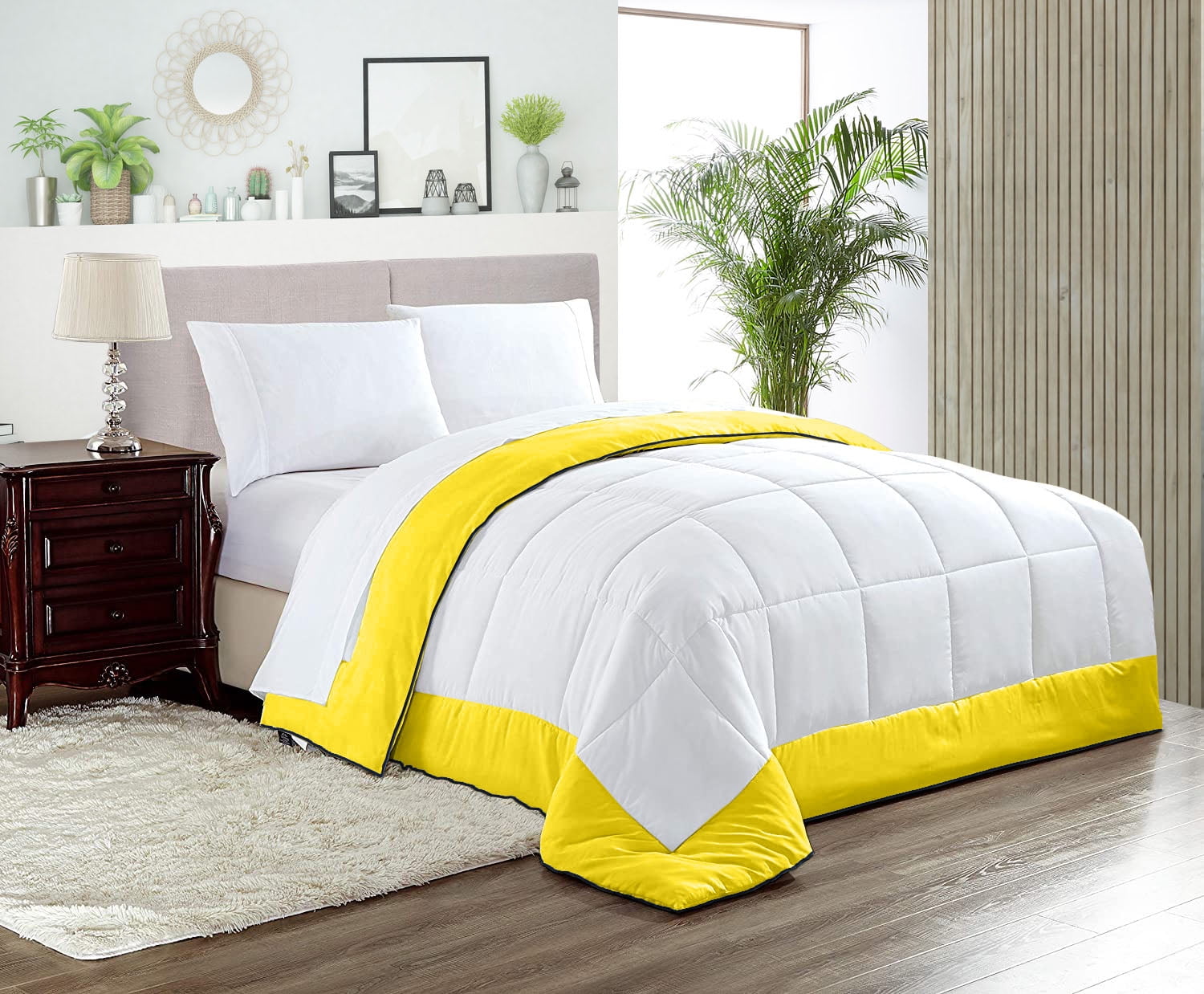 Dee's Collection Cal-King Dual Tone Yellow Luxurious Comforter with ...