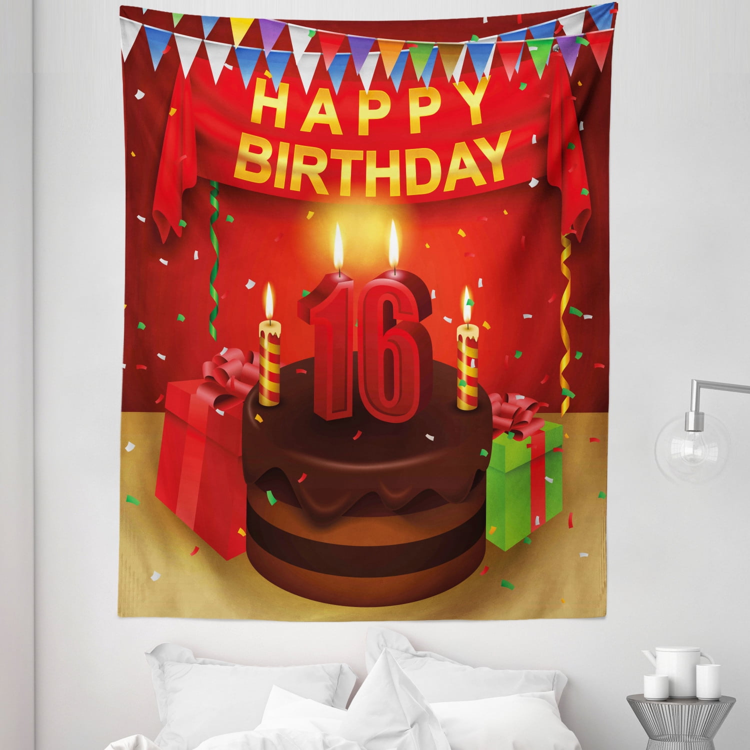 Fun Tapestry, Party Celebration with Flag Ribbon and Yummy Chocolate ...