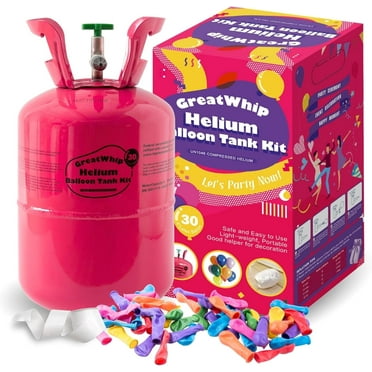Disposable Portable Helium Balloon Kit, 4.98 Cu Ft, with 20 Balloons ...