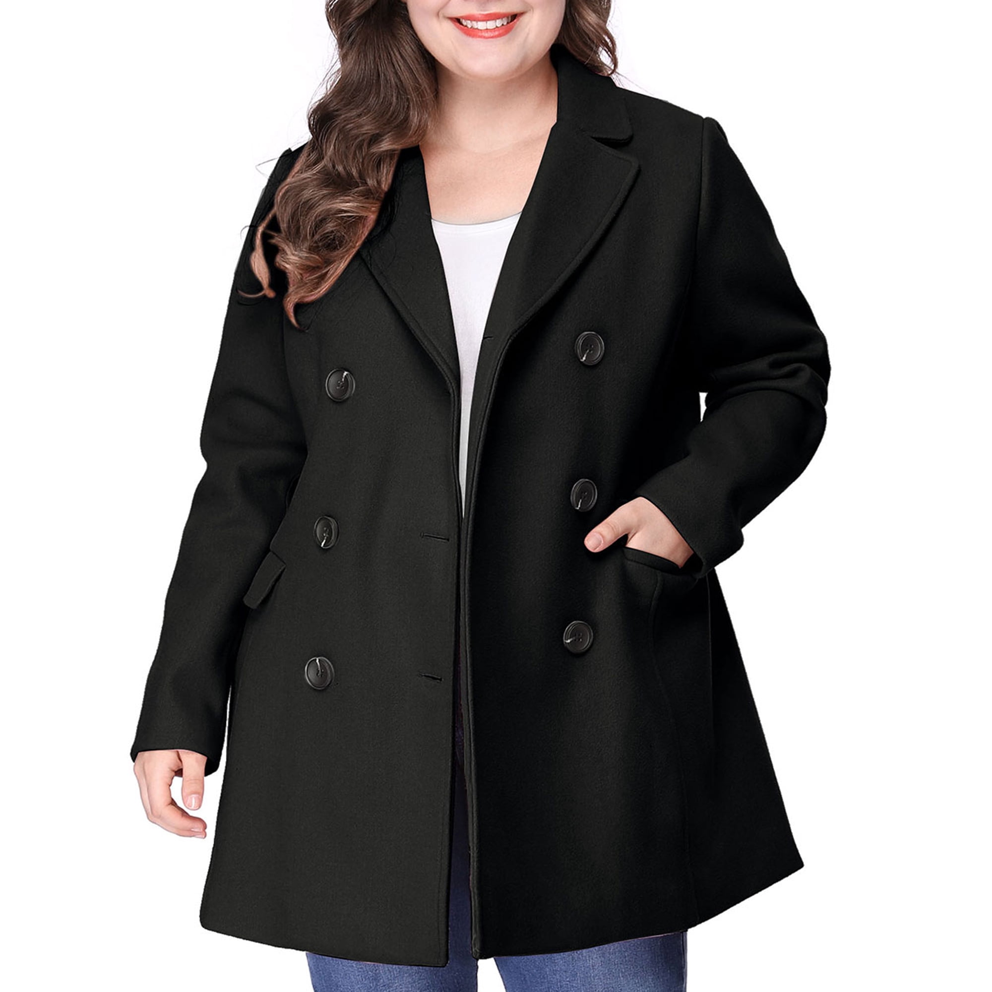 Click here for Grace & Grandeur Womens Plus Peacoat Notched Lapel... prices