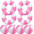 8-Pack Inflatable Beach Balls and Swim Rings, 16 Inch Round Pool PVC ...