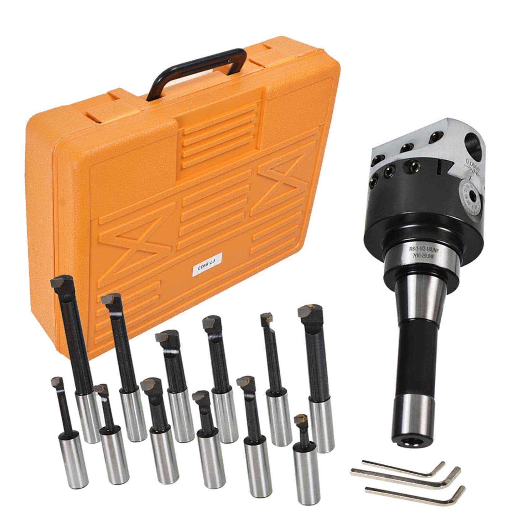 findmall 3" Boring Head R8 Shank 12Pcs 3/4" Carbide Boring Bar Set ...