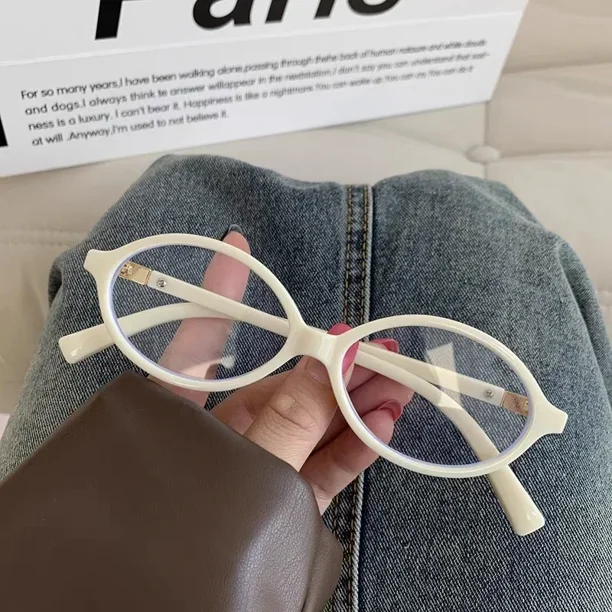 Y2K Retro Oval Frame Anti-Blue Light Glasses Sweet Cool Girls Black ...