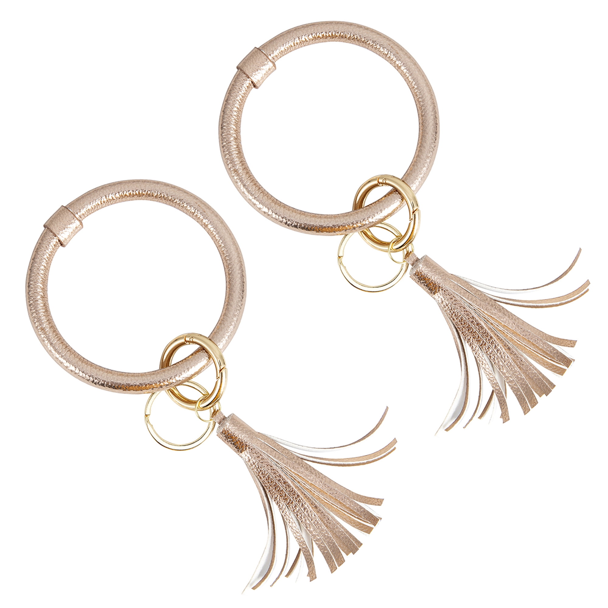 2-Pack Handmade Wristlet Round Key Ring Chain Leather/ Silicone ...
