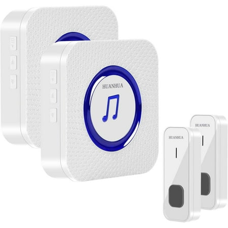 Wireless Doorbell, 1000Ft Operating Range, 2-PCS IP55 Waterproof Push ...