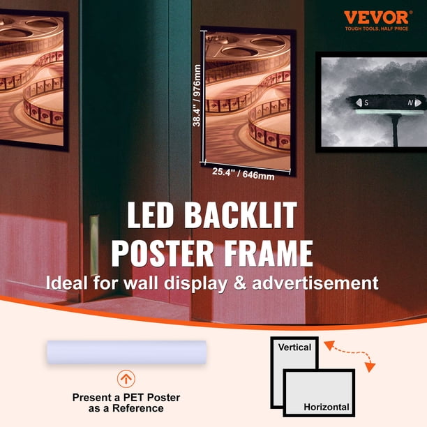 VEVOR Marco de póster LED en negro, marco de fotos de 27" x 40 ...