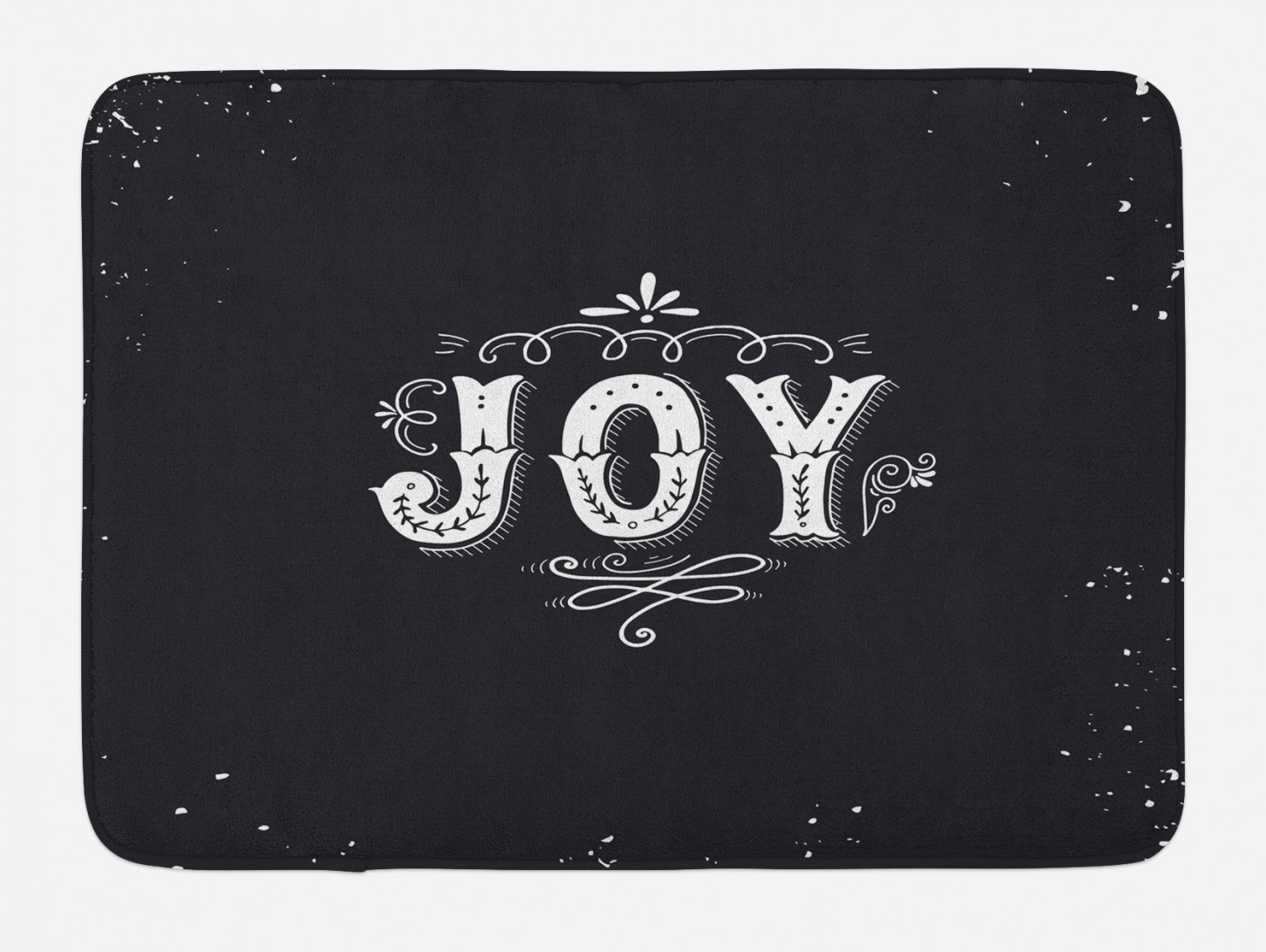 Joy Bath Mat, Retro Style Phrase Joy Christmas Themed Floral ...