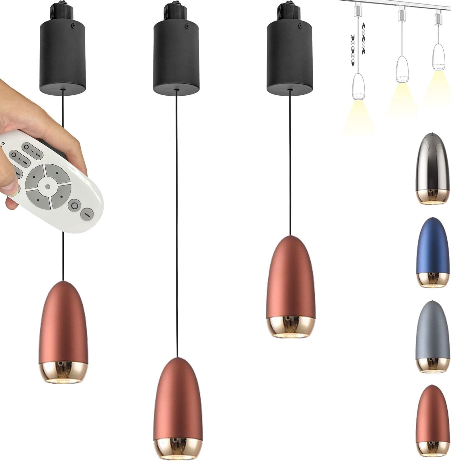 FSLiving 12W COB LED Track Spotlight H-Type Retractable Lift Droplight ...