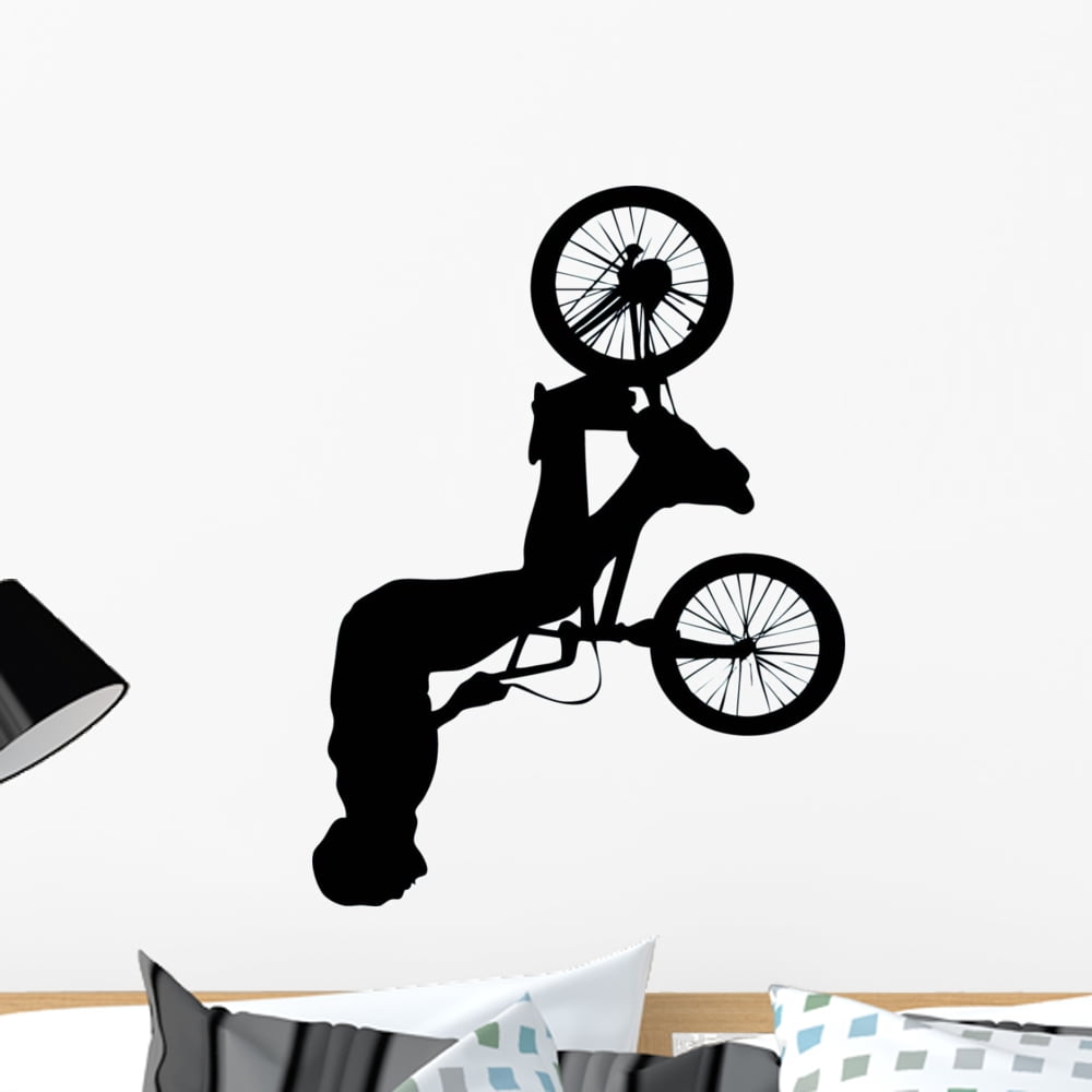 Spinning Jump Bmx Silhouette Wall Decal Sticker, Wallmonkeys Peel ...