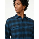 Free Assembly Men's Two-Pocket Flannel Shirt - Cotton, Relaxed Fit ...
