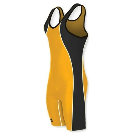 adidas aS102s Lycra 3 Stripe Wrestling Singlet -:Athletic Gold/Black ...