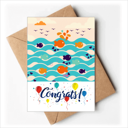 Fish Sky Wave Cloud Art Deco Fashion Wedding Cards Congratulations ...
