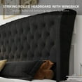 Amerlife King Size Velvet Upholstered Sleigh Bed Button Tufted Easy