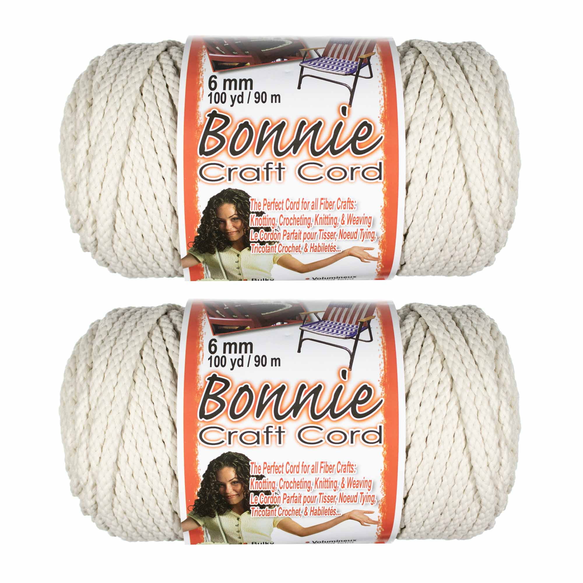2 Pack Bonnie Macrame Cord - 6mm - 100 yd Lengths - Various Colors ...