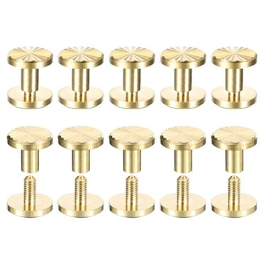 5x Pure Brass Rivet Screws, DIY Flat Belt Screw Leather Craft Chicago ...