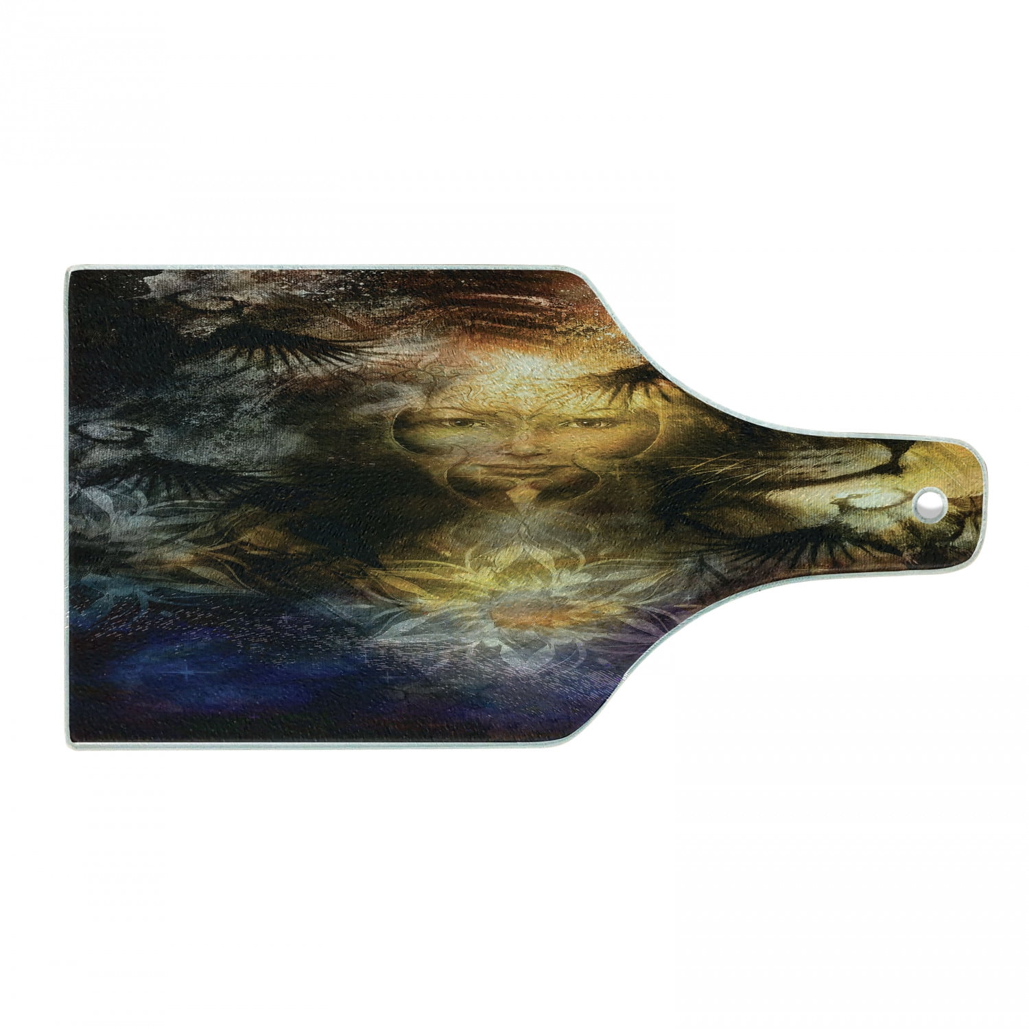 Fantasy Cutting Board, Woman Portrait Lion and Flower Pattern Phoenix ...
