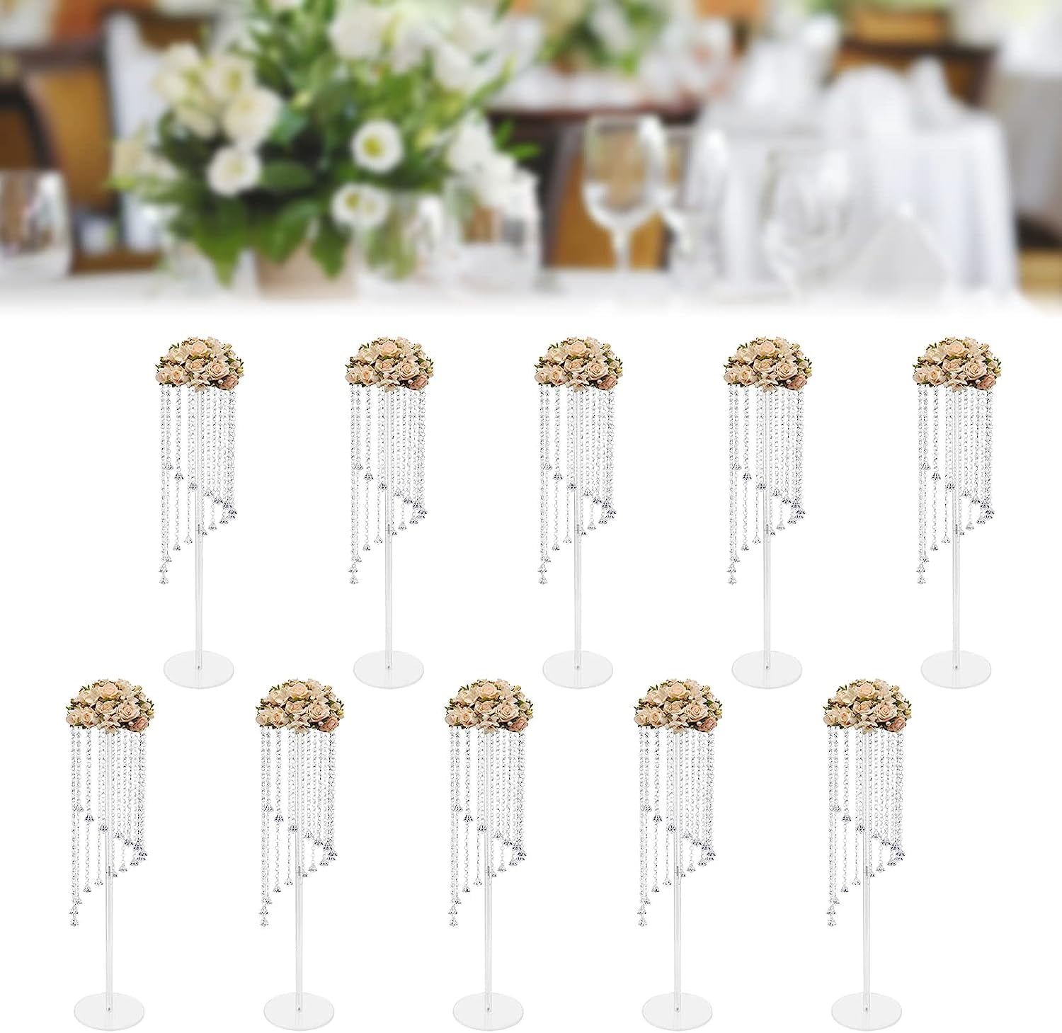 Miumaeov Acrylic Flower Stand Centerpieces Tables Crystals Flower Vase ...