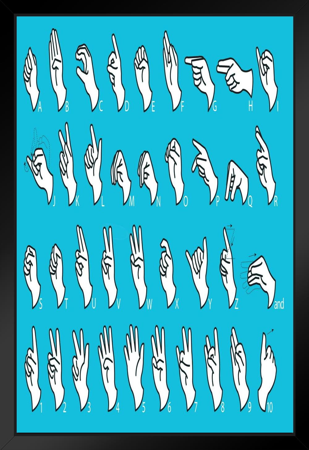 Sign Language Alphabet Communication Blue Educational Chart Art Print ...