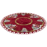 Santa Claus and Christmas Trees on Red Round Table Topper (34" Round ...