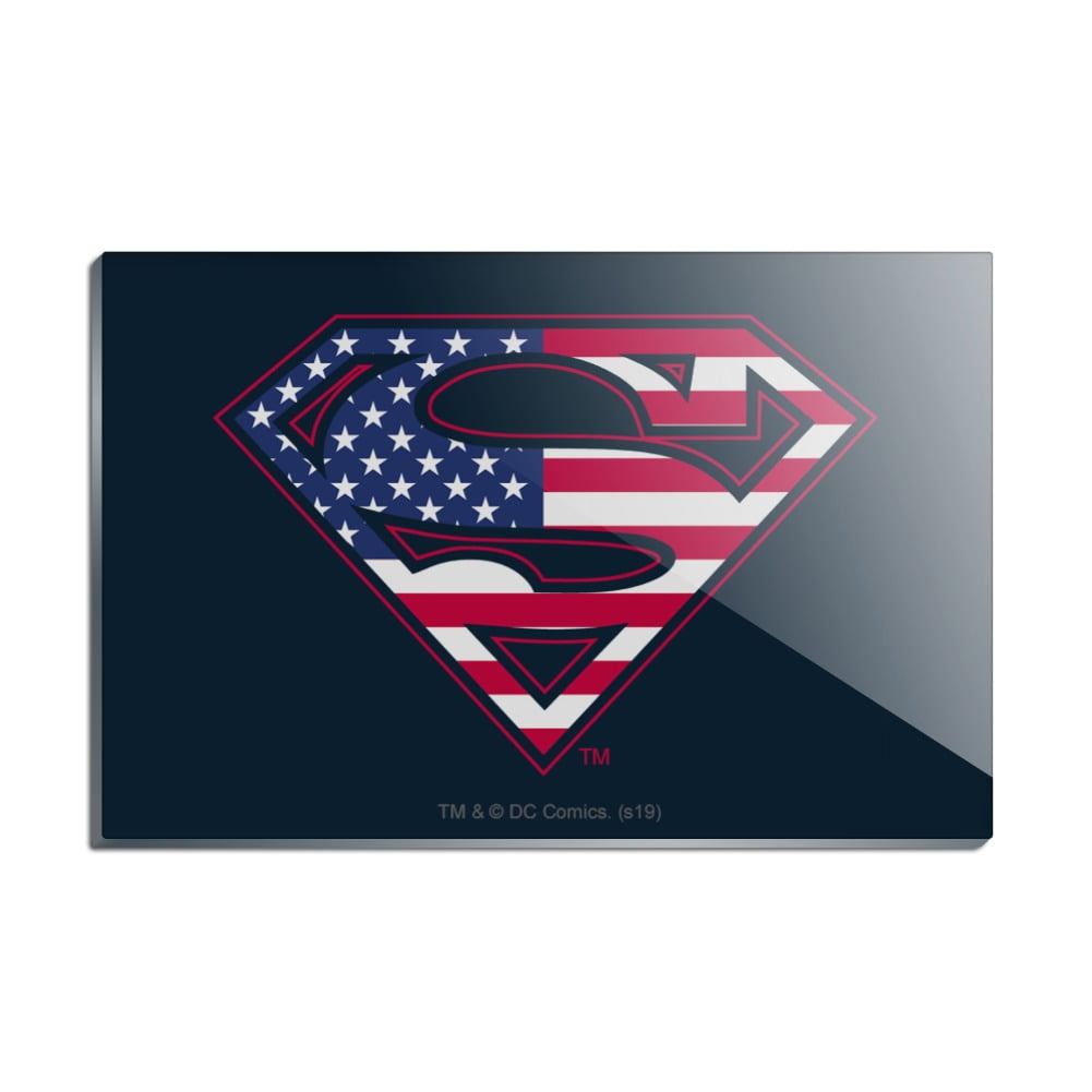 Superman USA American Flag Shield Logo Rectangle Acrylic Fridge ...