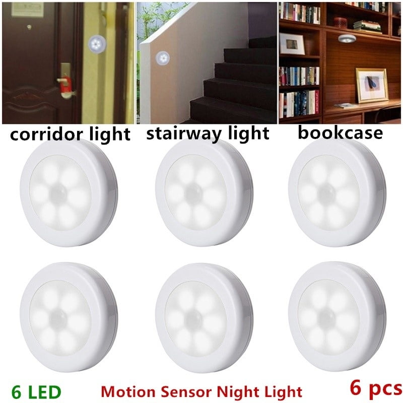 Willstar 6Pcs Portable 6 LED Wireless Motion Sensor Night Light Battery ...