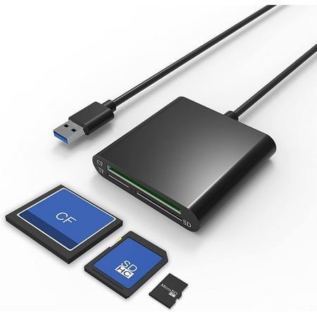 Cateck Aluminum Superspeed USB 3.0 Multi-in-1 3-Slot Card Reader for CF ...
