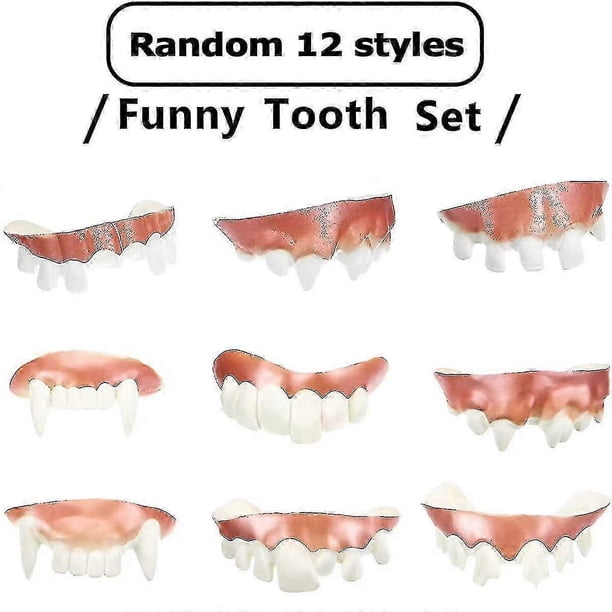 12 Pieces Gag Teeth, Bob Teeth, Googly Teeth, Fake Teeth, Vampire ...
