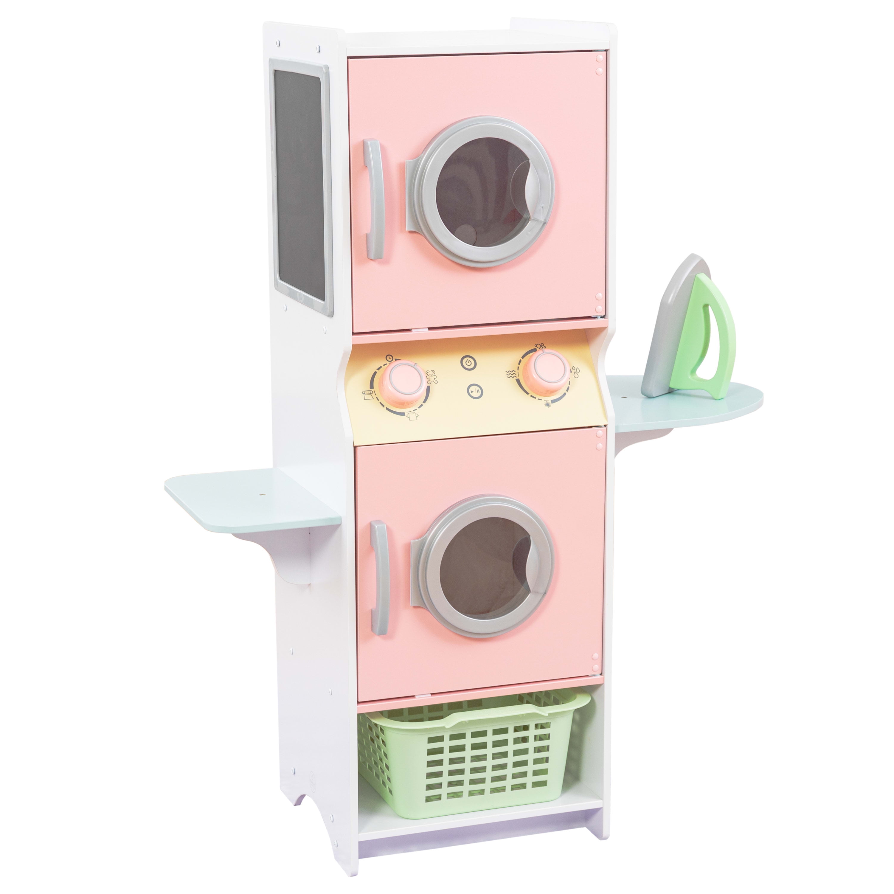 KidKraft Laundry Playset, Wooden Stacking Washer and Dryer, Pastel ...