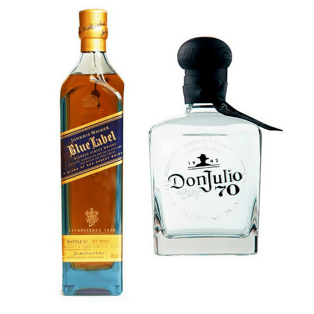 PAQUETE DE WHISKY JOHNNIE WALKER BLUE LABEL 750ML TEQUILA DON JULIO 70 ...