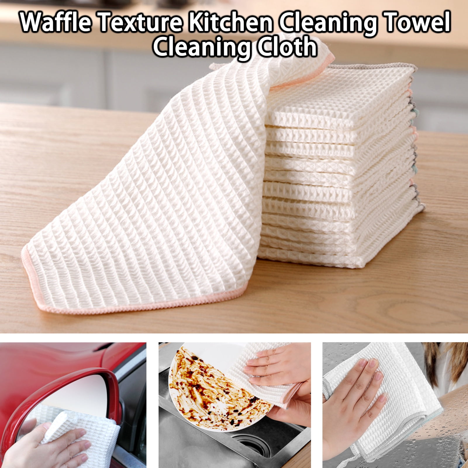 Warkul 5Pcs Dish Cloth, Waffle Weave Dish Towels, for Drying Dishes ...