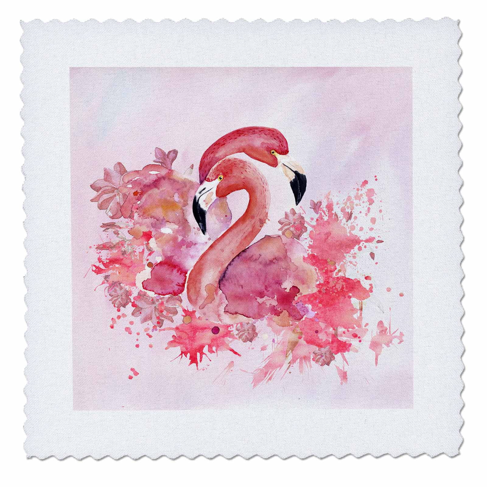 3dRose Two Beautiful Pink Flamingos Watercolor Anima Illustration ...