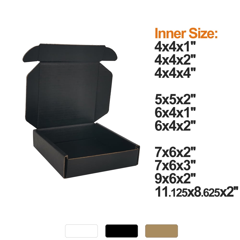 CH-BOX 50 Pack 4x4x1'' Small Corrugated Box Mailers Black Cardboard for ...