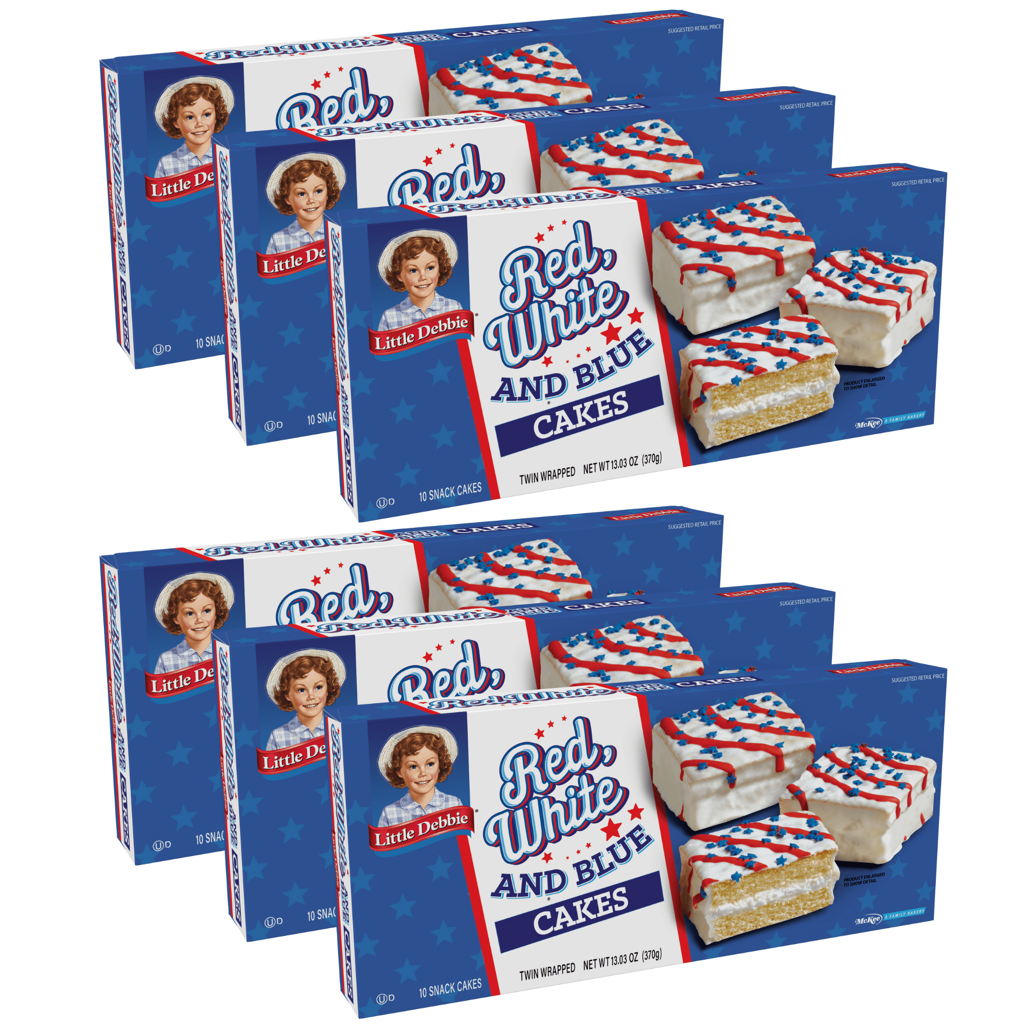 Little Debbie Red, White and Blue Cakes, 6 Boxes, 60 Vanilla-Flavored ...