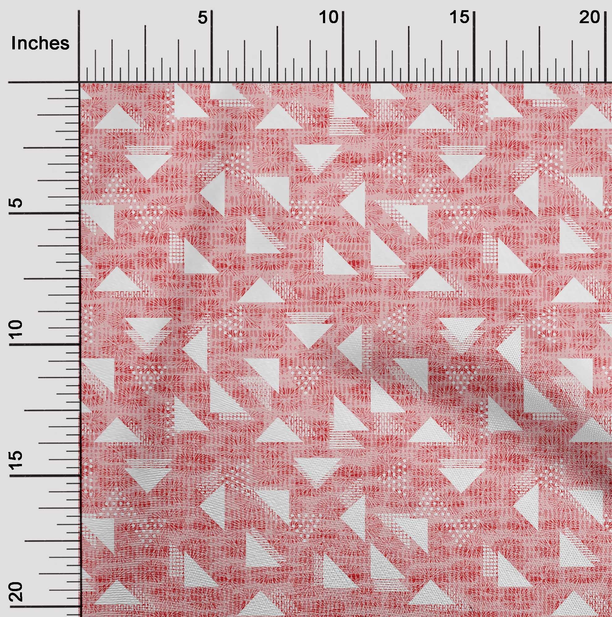 oneOone Cotton Silk Medium Pink Fabric Texture & Triangle Geometric ...