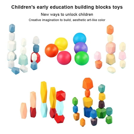 Simple Design Portable Wood Building Block Decorative Doll Kids Early ...