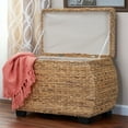 HOUSEHOLD ESSENTIALS Large Woven Wicker Storage Trunk with Wood Feet ...