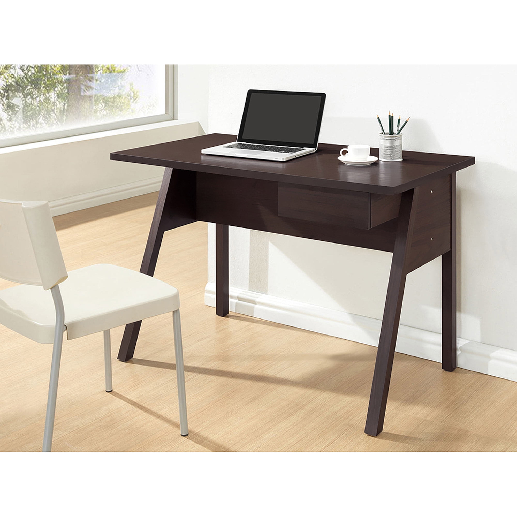 Frommes Dark Brown Modern Desk - Walmart.com