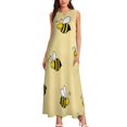 Bee Pattern Yellow Background Long Dress luxury evening dresses women ...