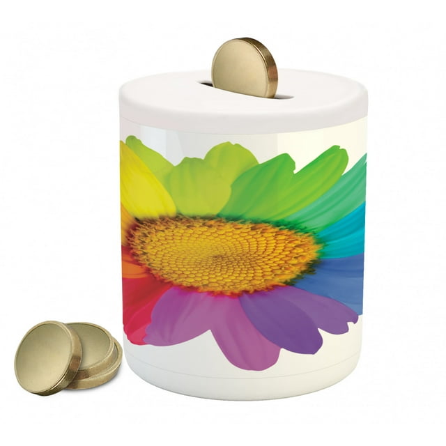 Flower Piggy Bank, Rainbow Colored Sunflower or Daisy Spring Inspired ...