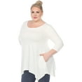 White Mark Women's Plus Size Quarter Sleeve Solid Sharkbite Tunic Top ...